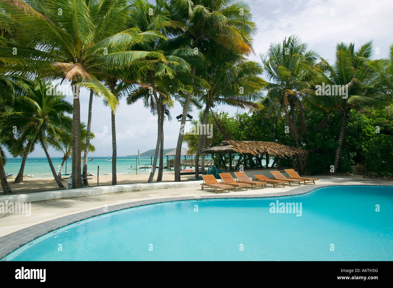a swimming pool at the Walu Beach holiday resort, Malolo Island ...