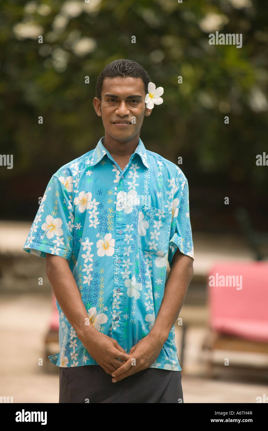 A Fijian man with a flower in her hair Stock Photo - Alamy