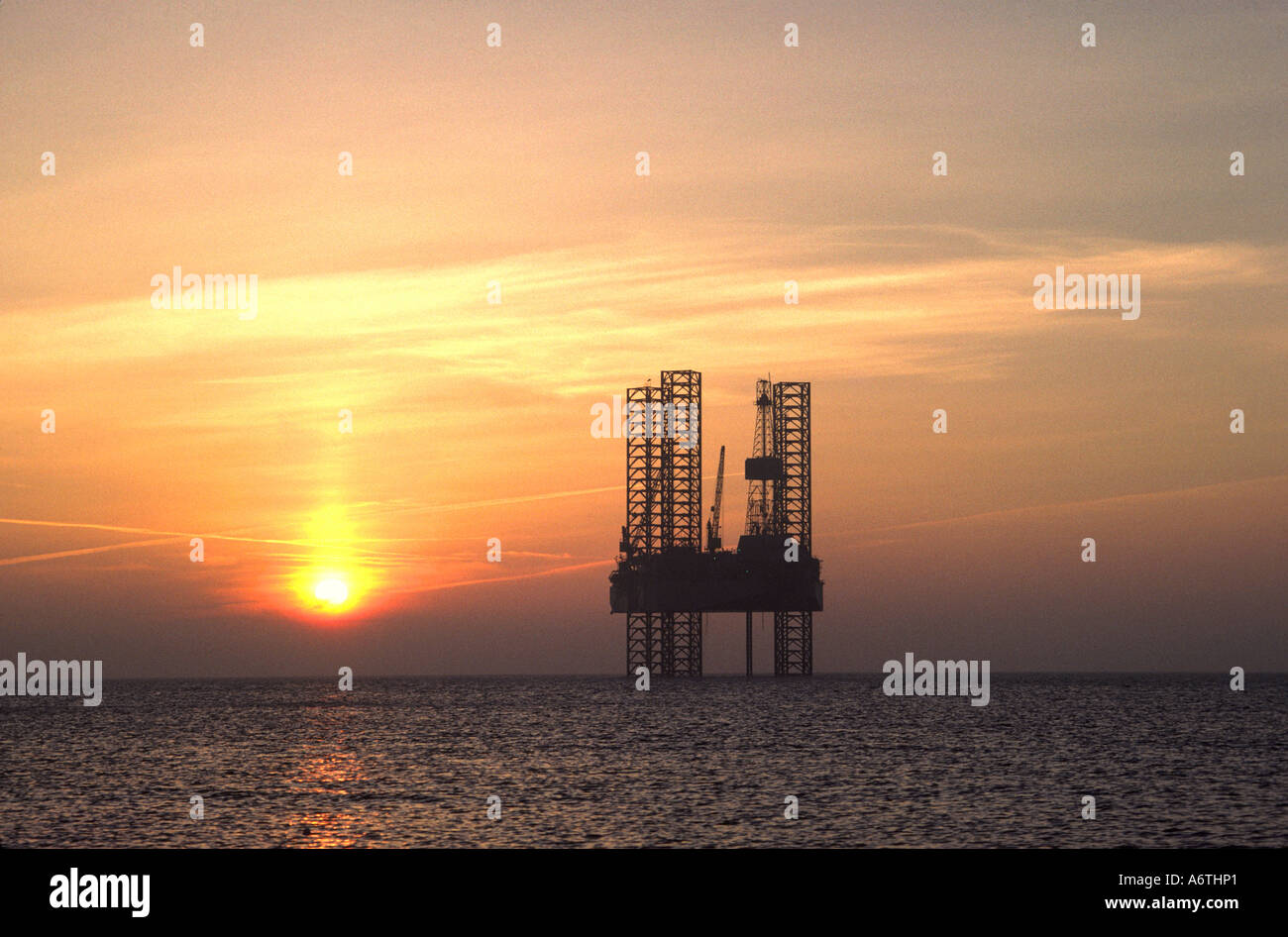 North Sea Oil Rig at Sunrise Stock Photo - Alamy