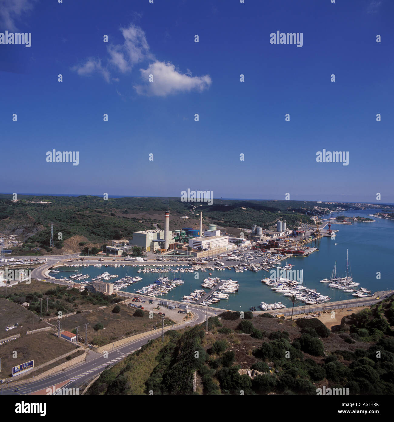Aerial image -Marina, power staion and commercial quays at the head of ...