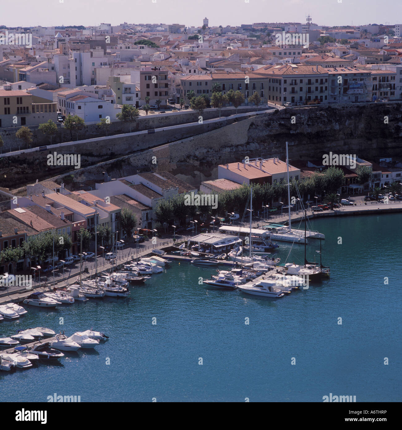 Aerial image looking South West over boat moorings and water side ...