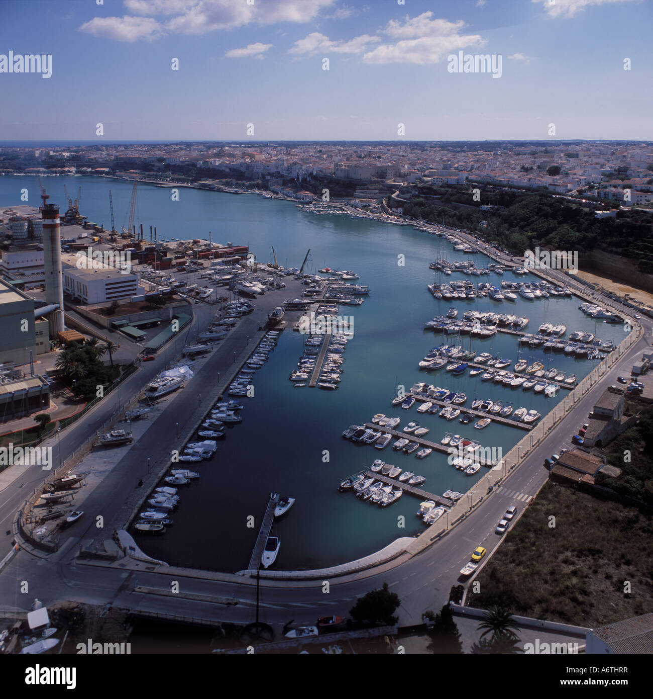 Aerial image looking East over the Marina Menorca / Minorca and ...