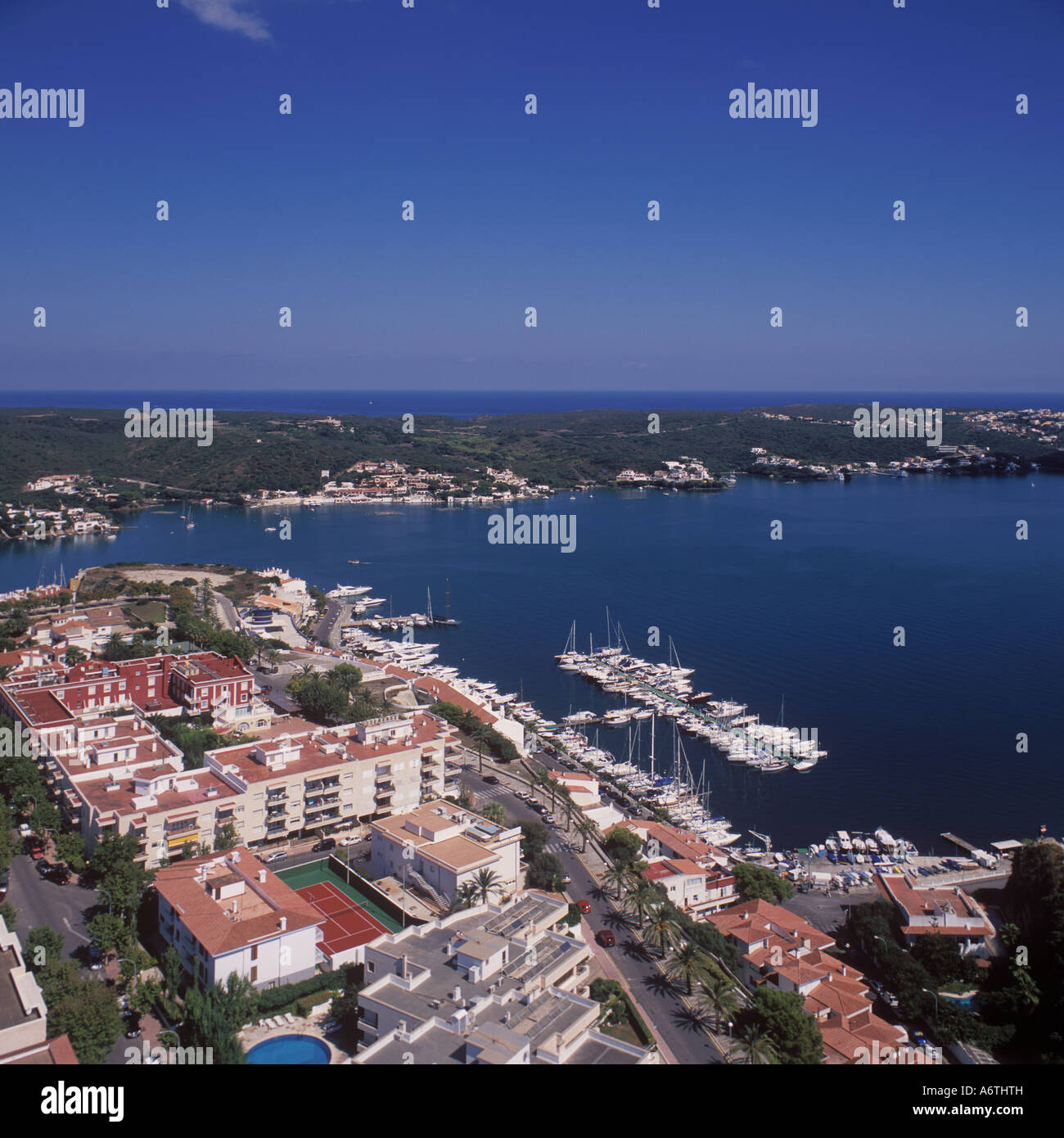Aerial image of the Mahon Yacht Club, Puerto de Mahon / Port of Mahon ...