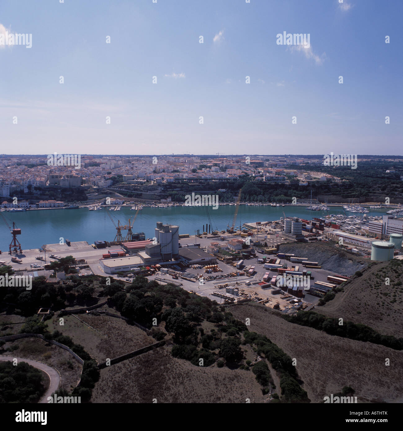 Aerial image looking South West over the commercial cargo quays towards ...