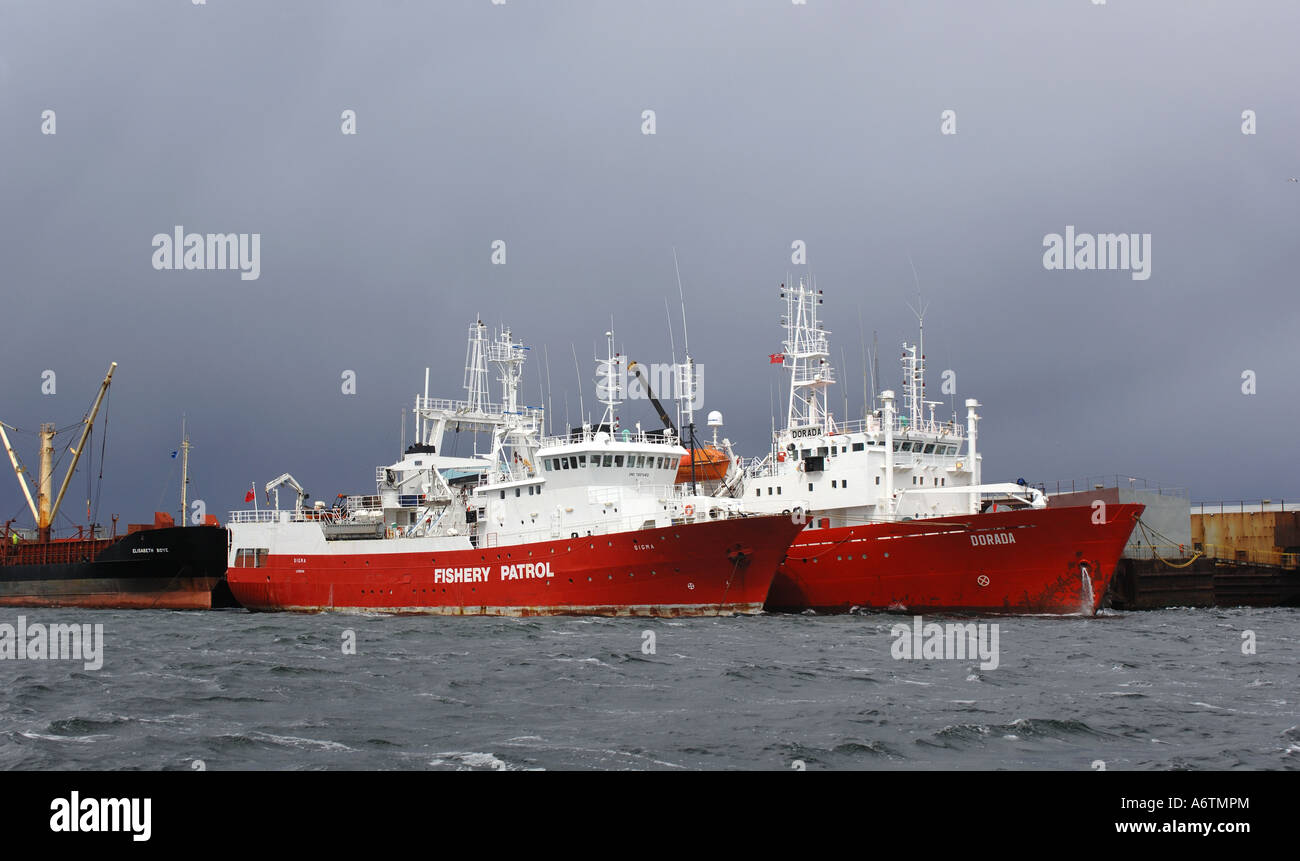Ships moored at FIPASS the floating temporary harbour at Stanley ...