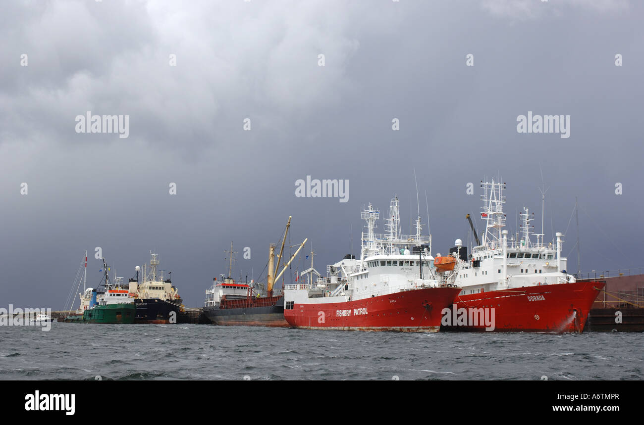 Ships moored at FIPASS the floating temporary harbour at Stanley ...