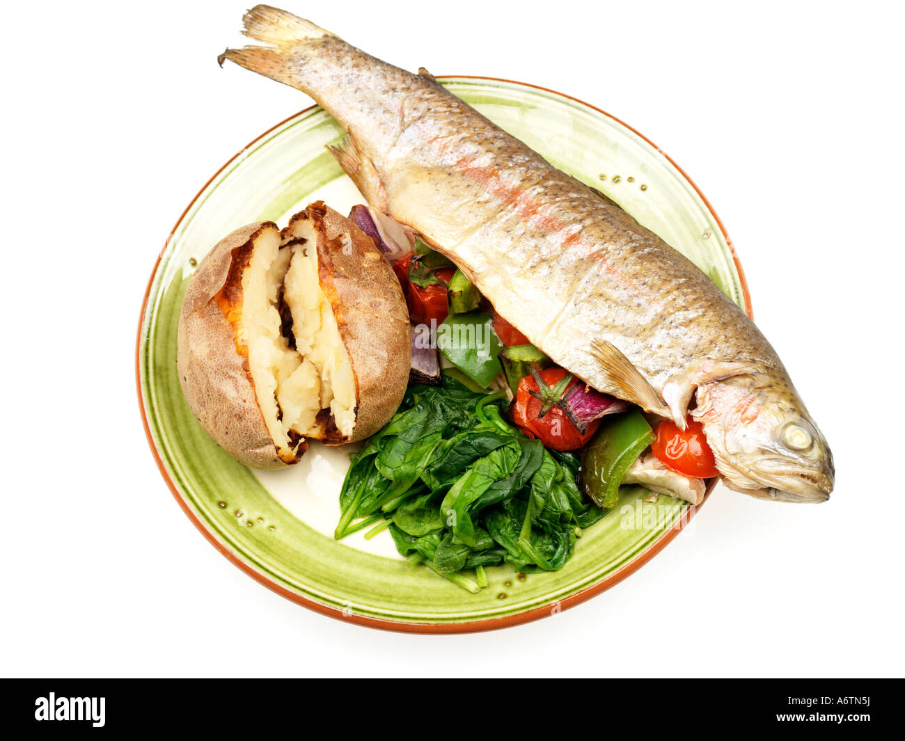 Baked Trout Stuffed with Vegetables Stock Photo - Alamy