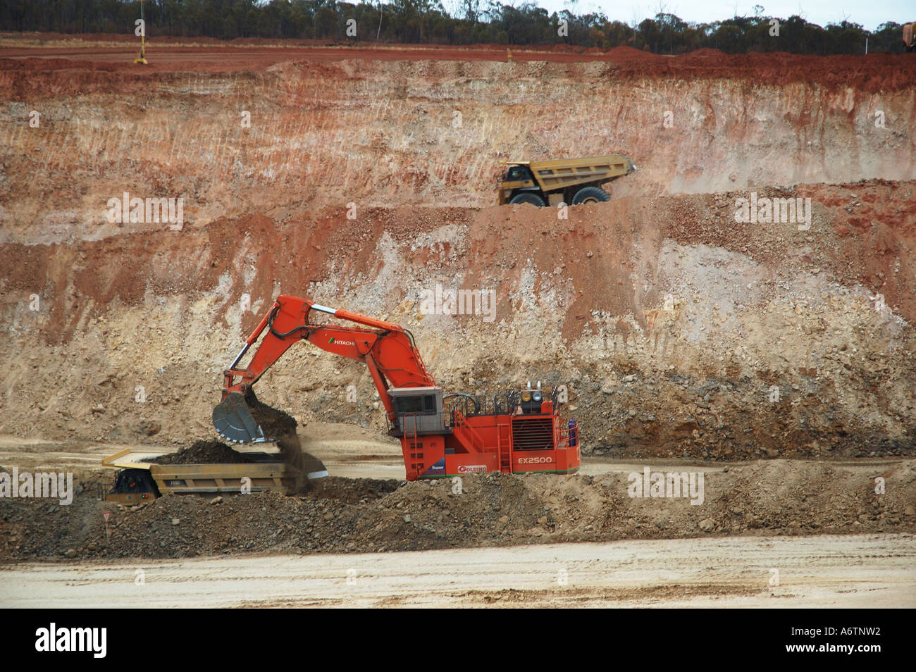 excavator clearing overburden Central Queensland open cut coal mine ...