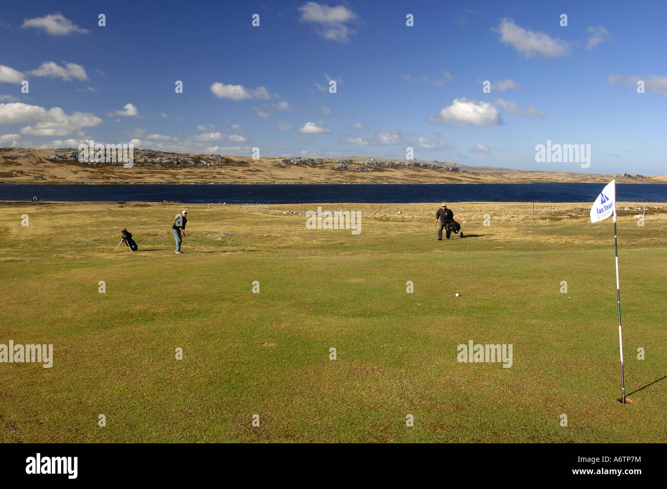 Playing golf at the Falklands Islands golf club in Stanley, the capital ...