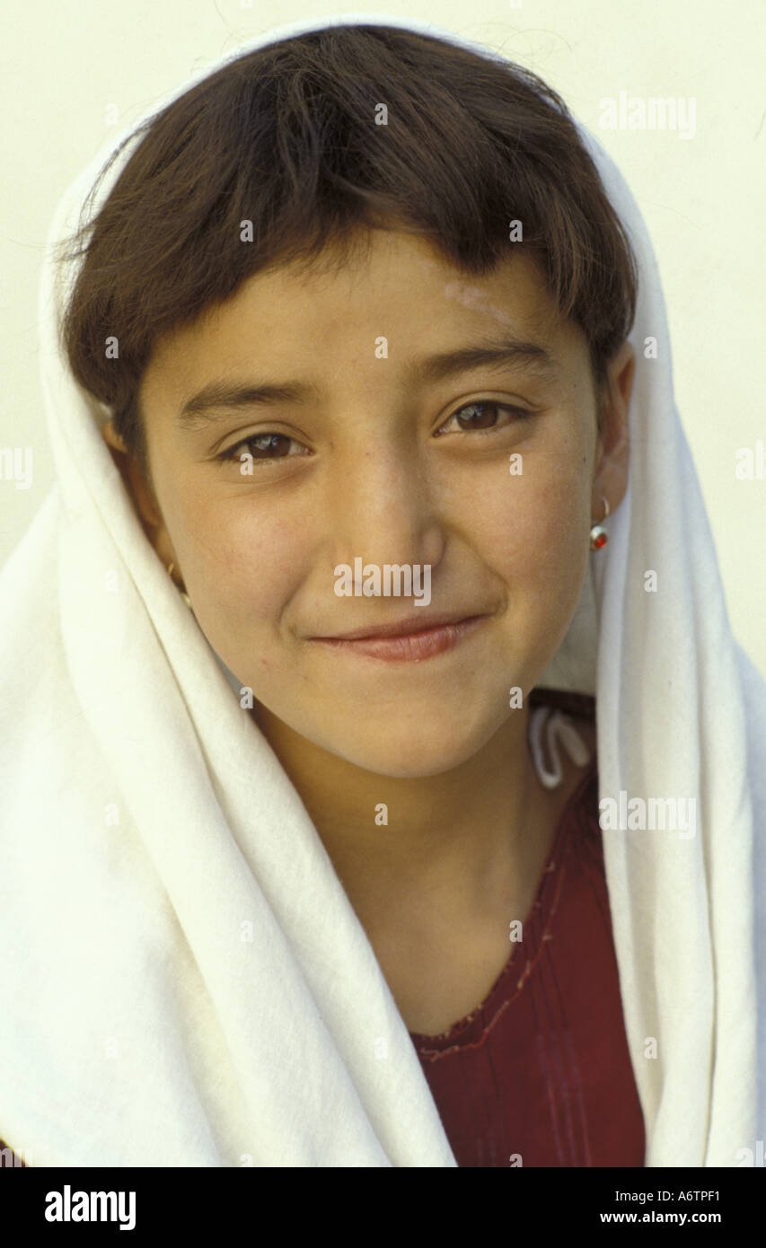 Afghanistan, Kabul, A young Afghani woman girl outside a clinic near ...