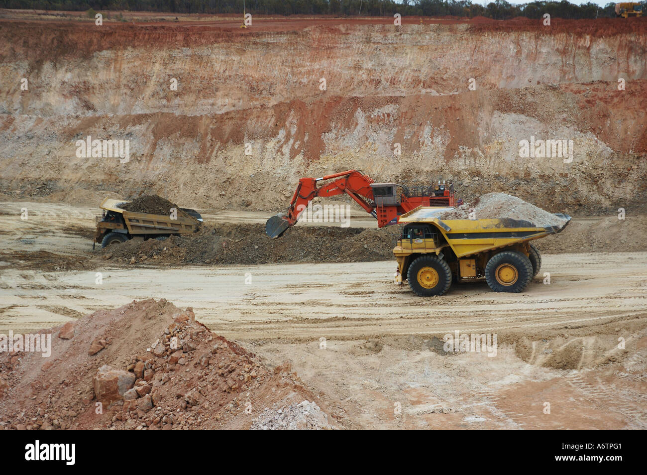 excavator clearing overburden Central Queensland open cut coal mine ...