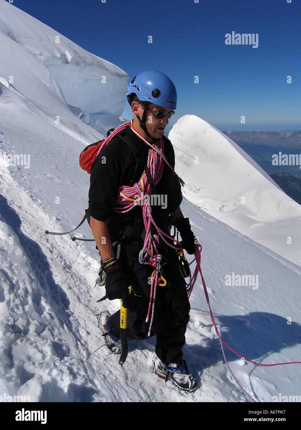 Climb down Mont Blanc French Alps Stock Photo - Alamy