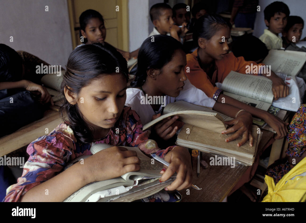 Asia, Bangladesh, Dhaka Girls in an urban school classroom Stock Photo ...