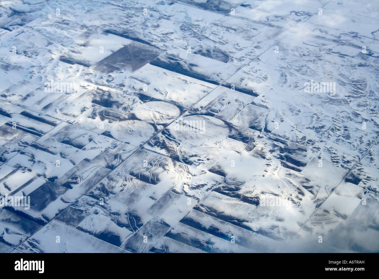view of snowy canada from plane window Stock Photo - Alamy