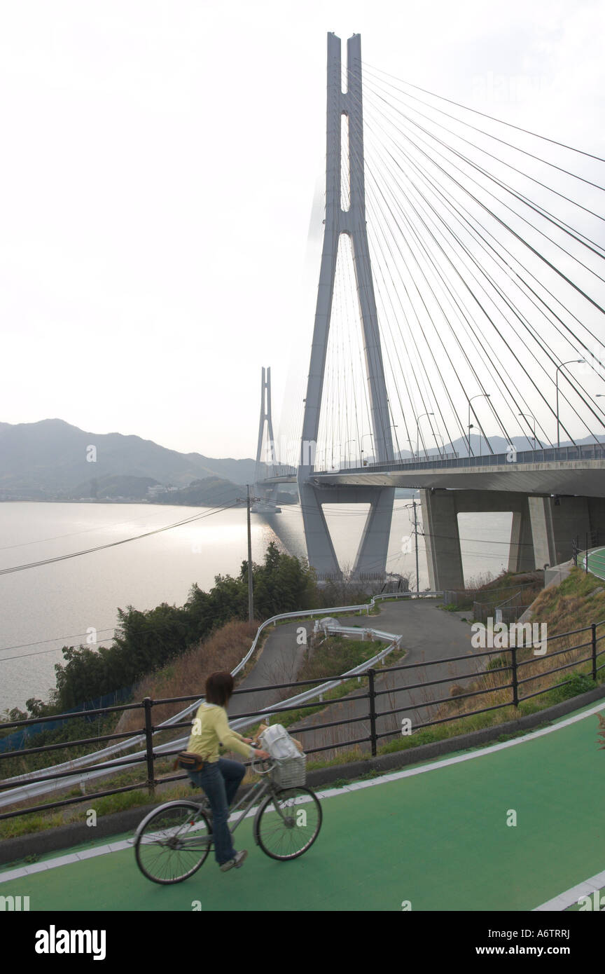 Japan Ehime archipelago Omishima island Tatara bridge Honshu Shikoku ...