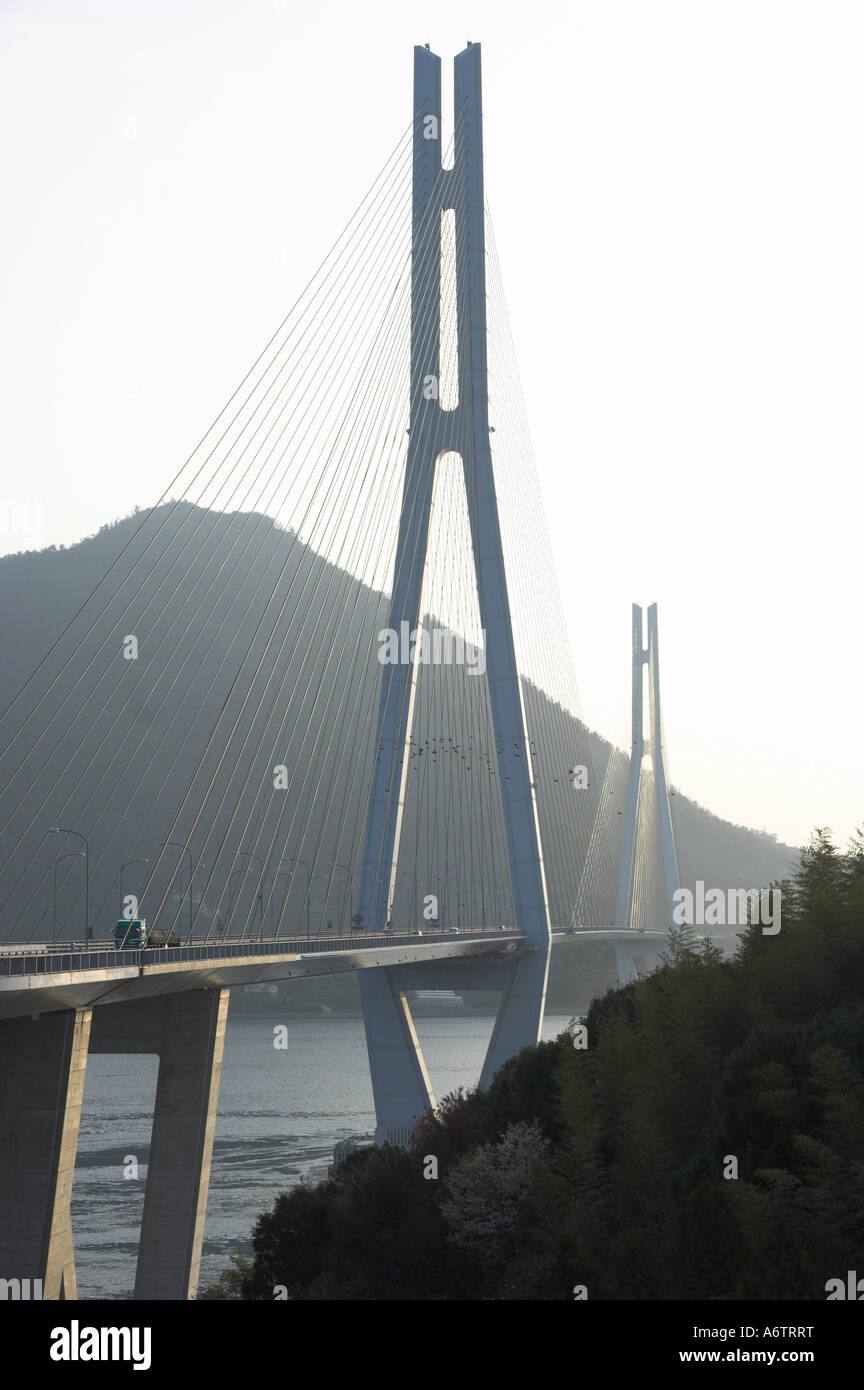 Japan Ehime archipelago Omishima island Tatara bridge Honshu Shikoku ...