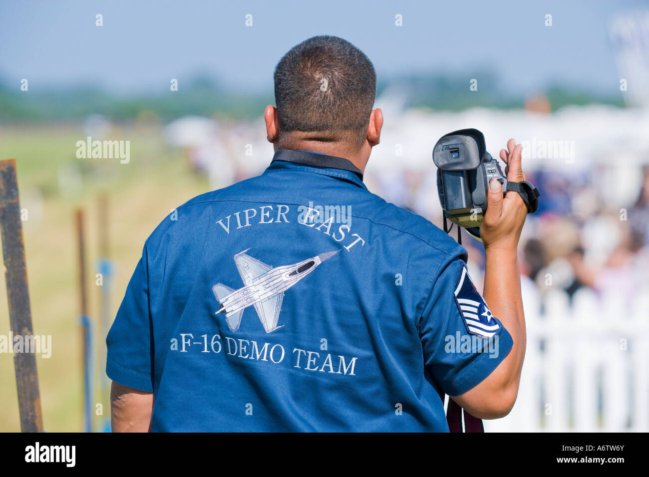 Rear view of Master Sgt James Montano of US Viper East F-16 Demo Team ...