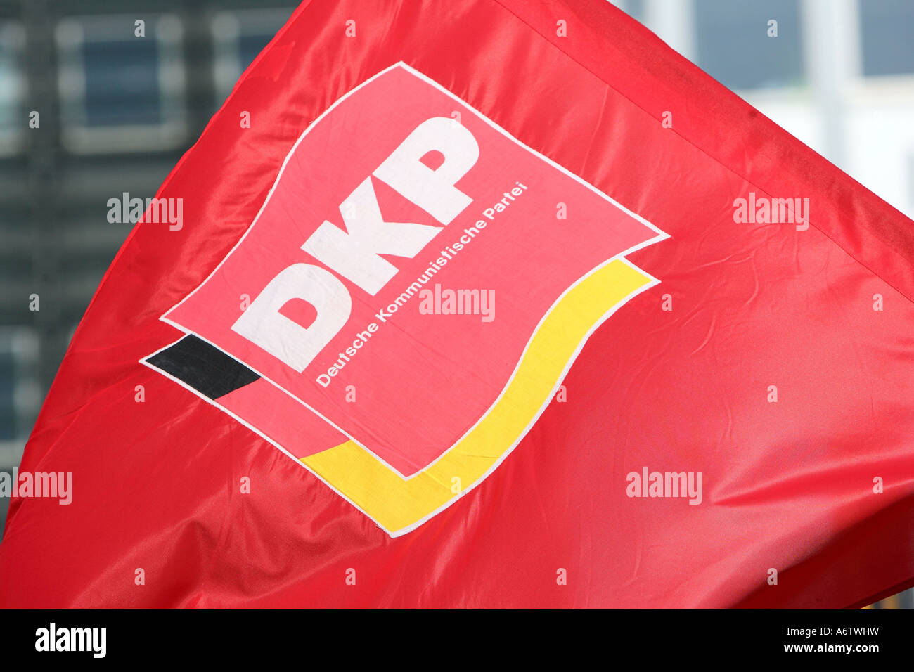 DKP logo on a red flag Stock Photo - Alamy