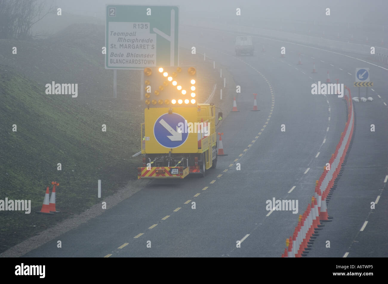 Warning signs motorway fog hi-res stock photography and images - Alamy