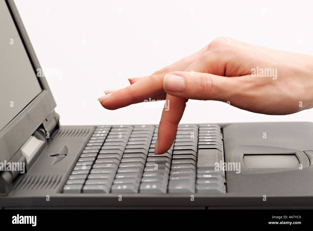 Business Woman Typing on a laptop computer Close Up Stock Photo - Alamy
