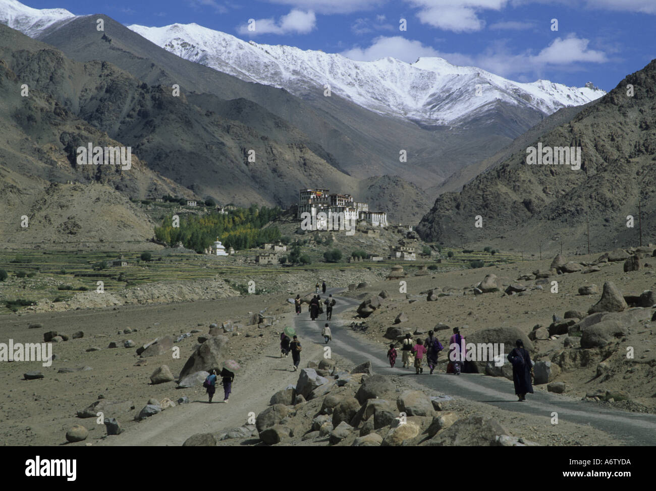 Asia, India, Ladakh, Likir. Pilgrimage to prayer ceremony at Likir ...