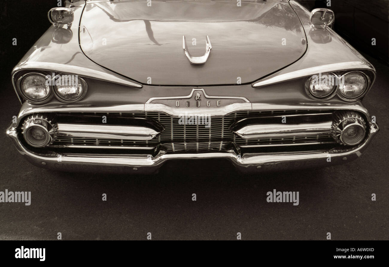 monochrome of front of classic dodge car Stock Photo - Alamy