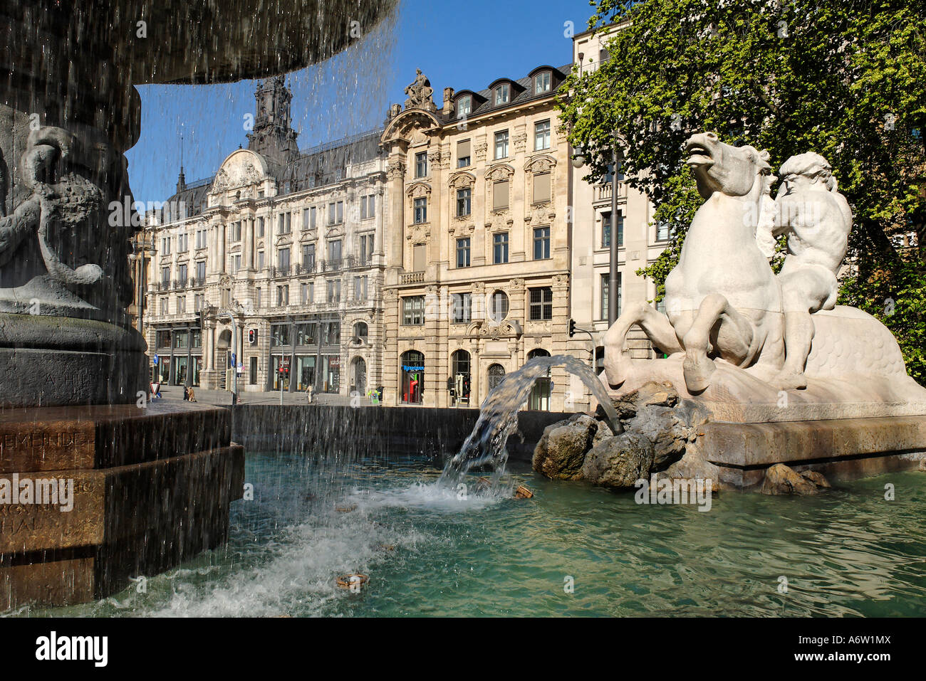 Wittelsbacher fountain at Lenbach Platz, Munich, Bavaria, Germany Stock ...