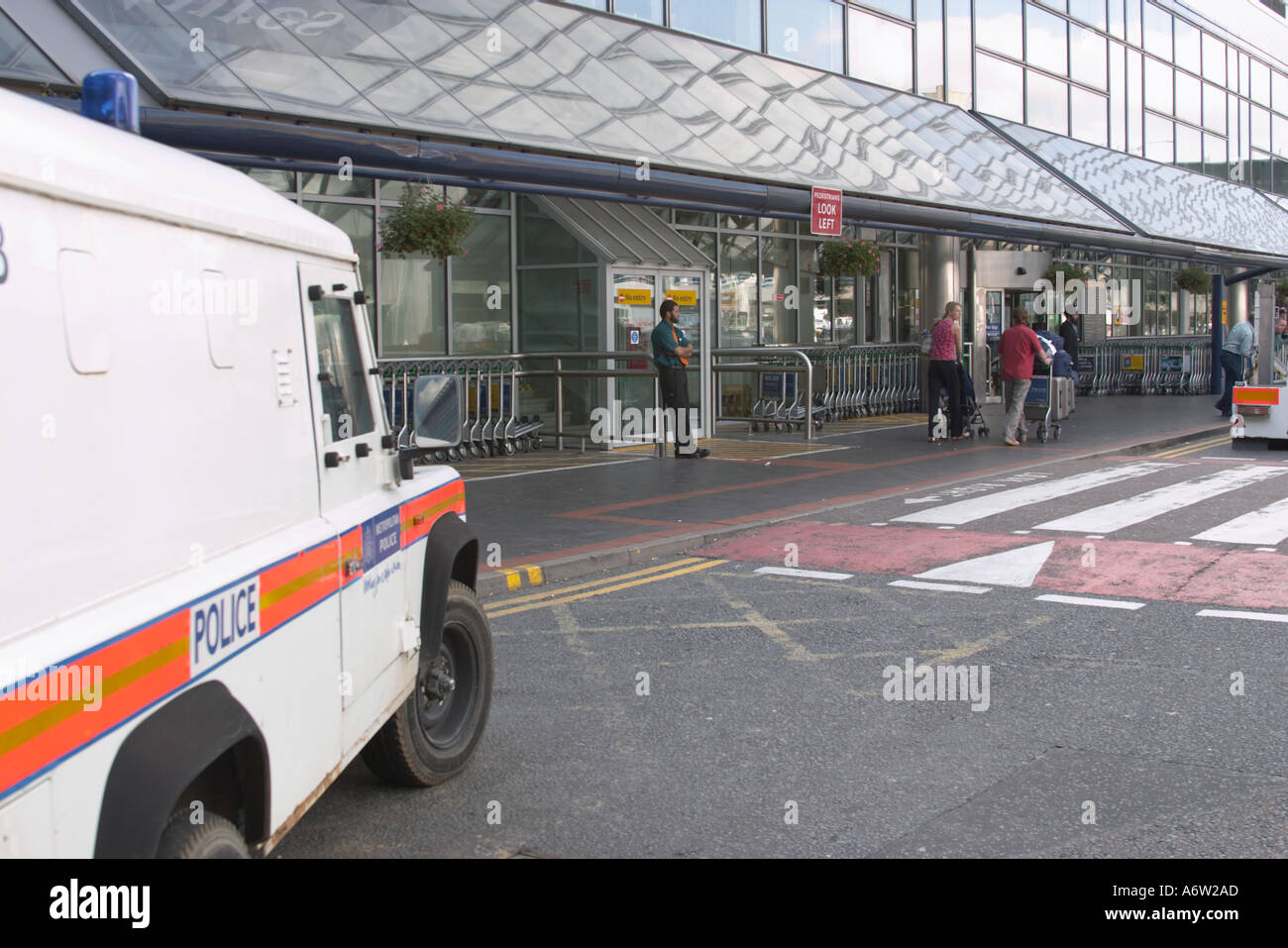 Armoured police vehicle outside Terminal 3 Departures at London ...