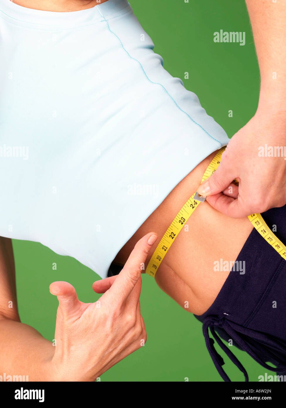 Woman Measuring Waist Model Released Stock Photo - Alamy