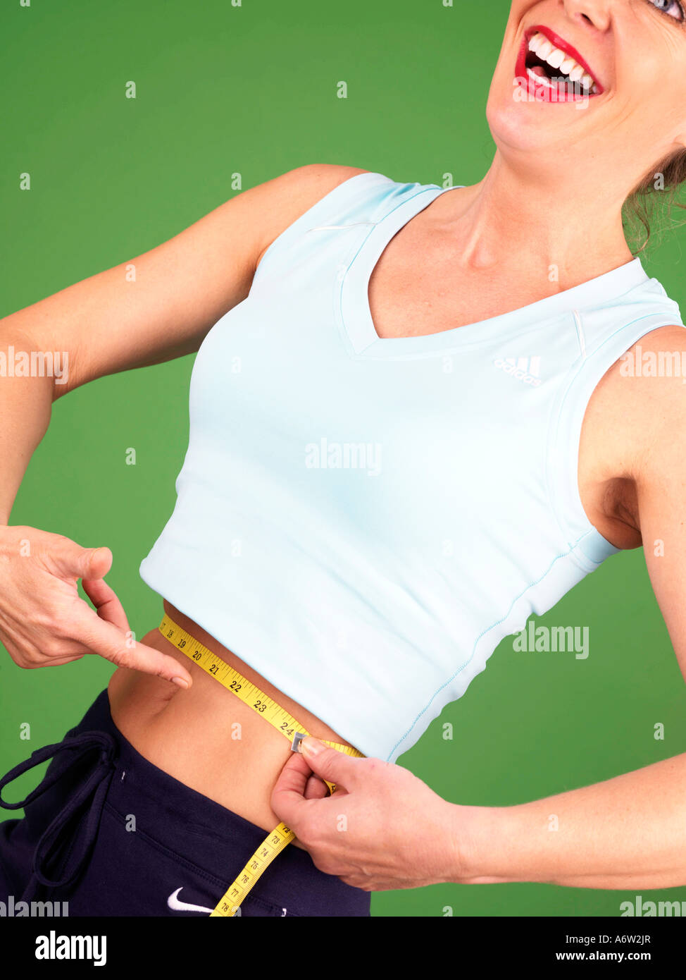 Woman Measuring Waist Model Released Stock Photo - Alamy
