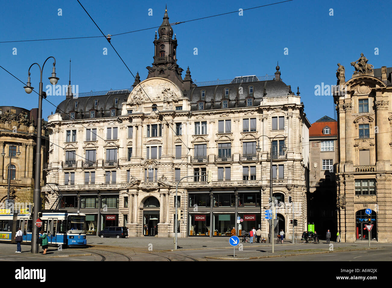 Historic town houses at Lenbach Platz, Munich, Bavaria, Germany Stock ...