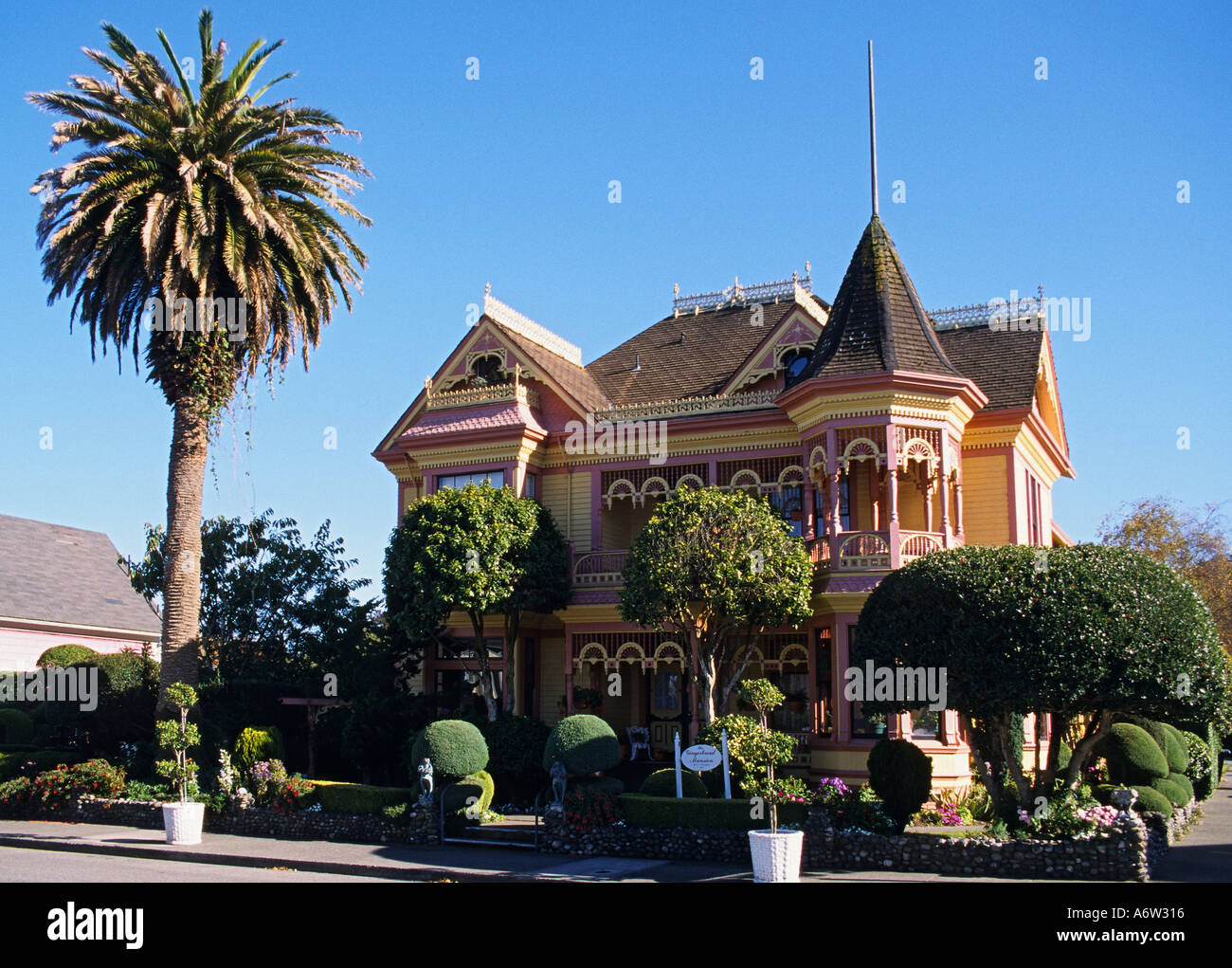 California Ferndale Gingerbread Mansion B and B Stock Photo - Alamy