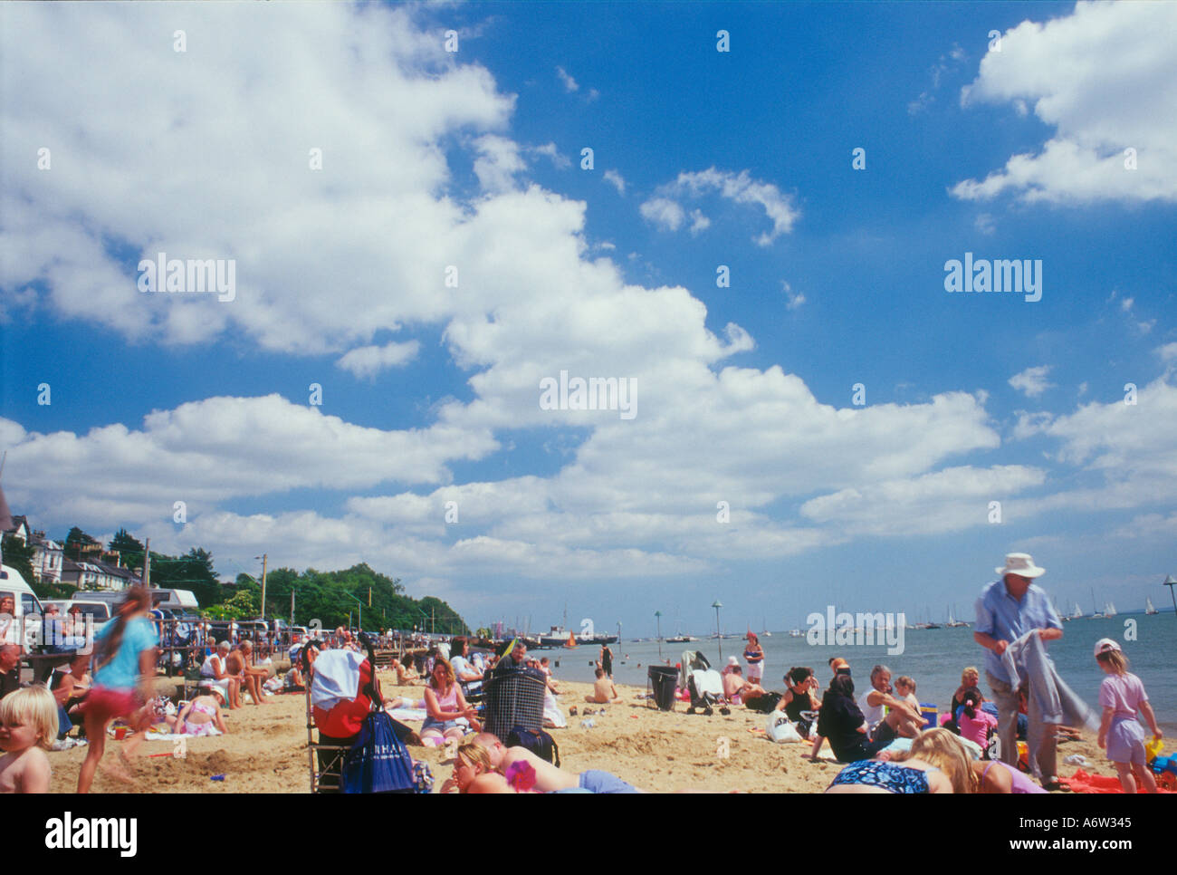 British beach scene in Leigh on Sea, Essex Stock Photo - Alamy