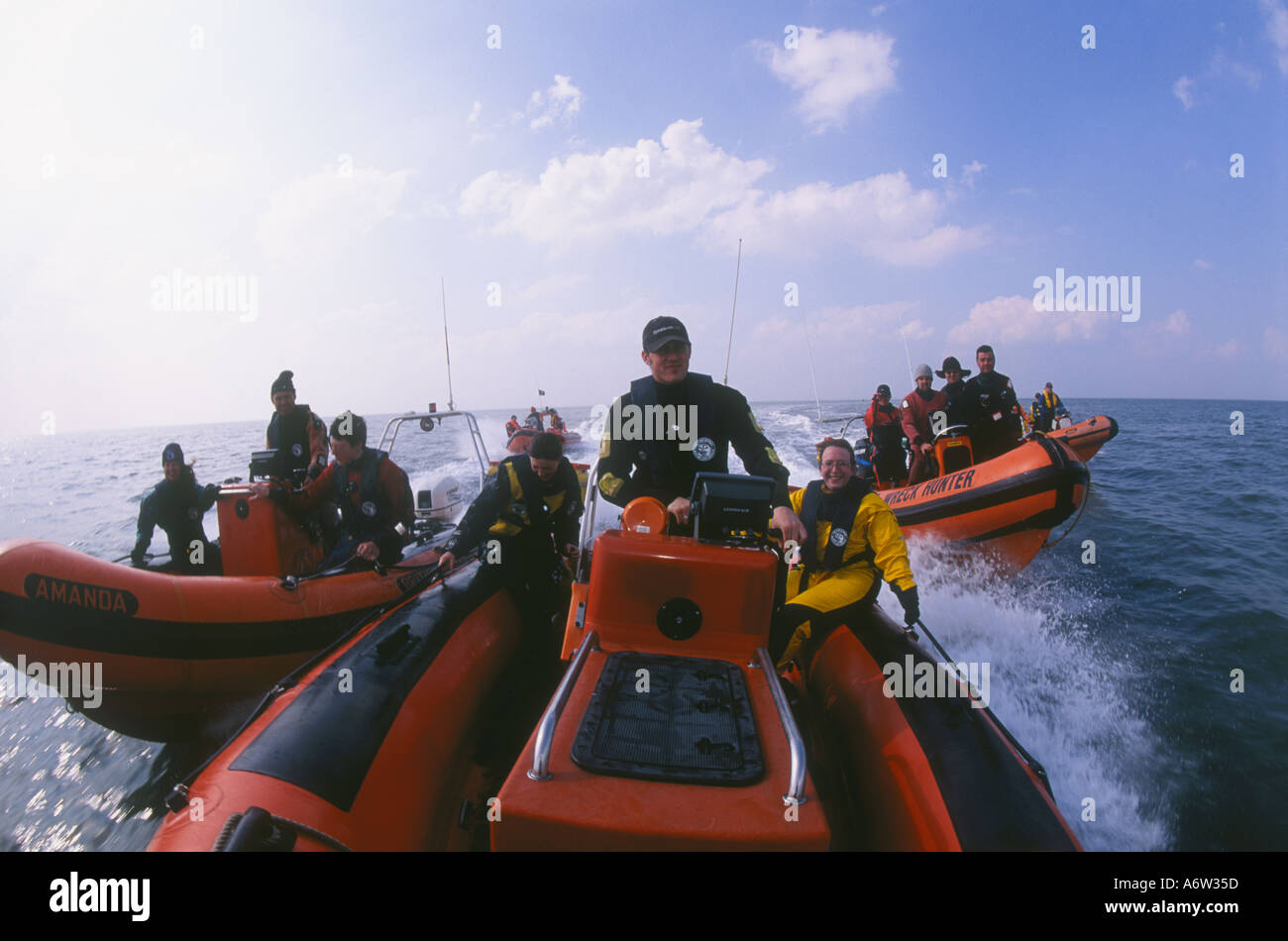 British Divers Marine Life Rescue Rigid Inflatable Boats in formation ...