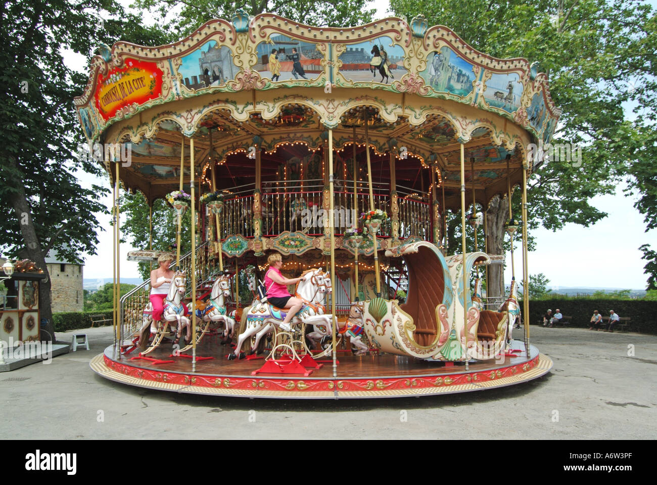 Carcassonne carousel amusement ride Stock Photo - Alamy