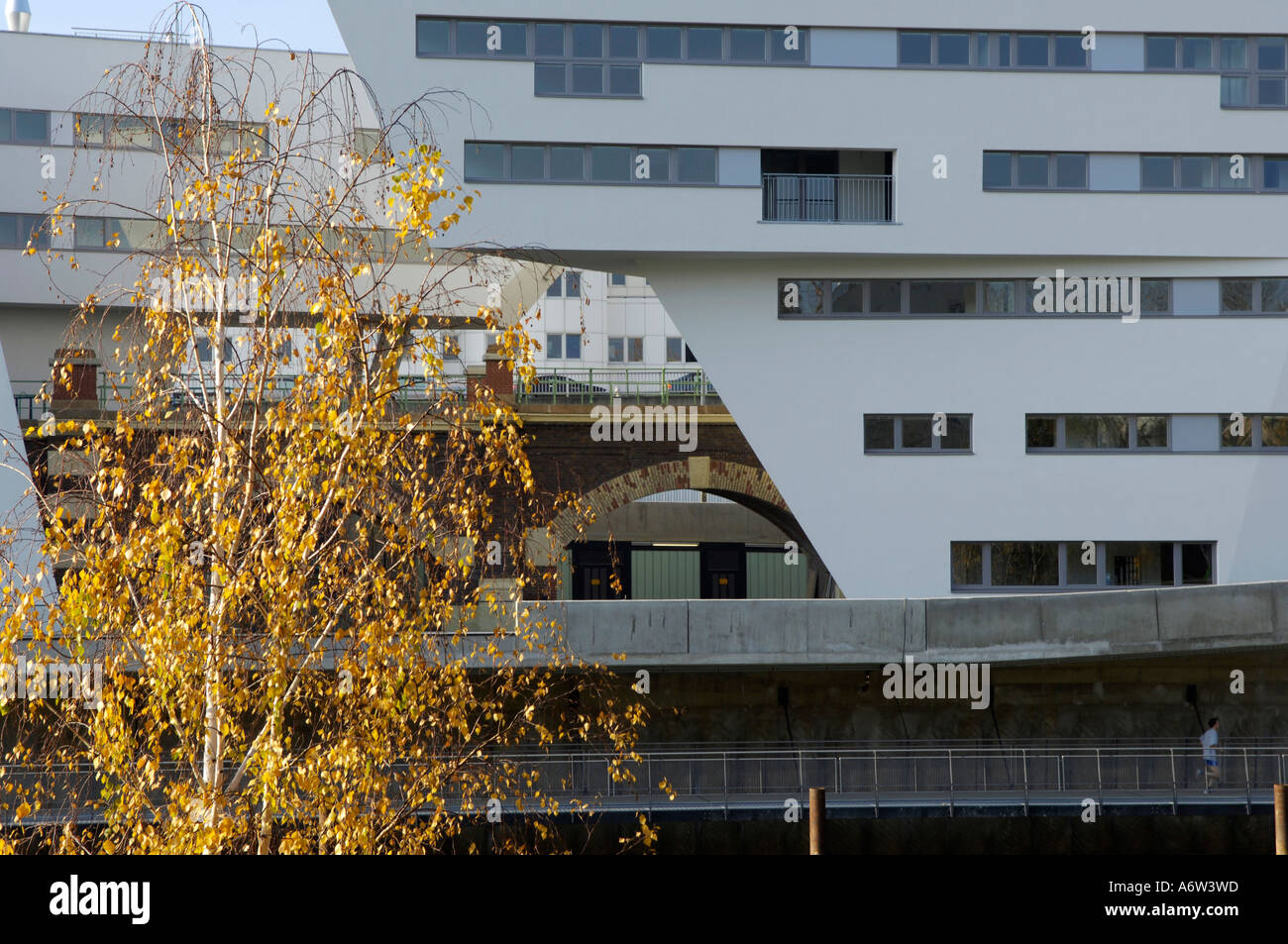 modern building of Zaha Hadid on the Danube channel Stock Photo - Alamy