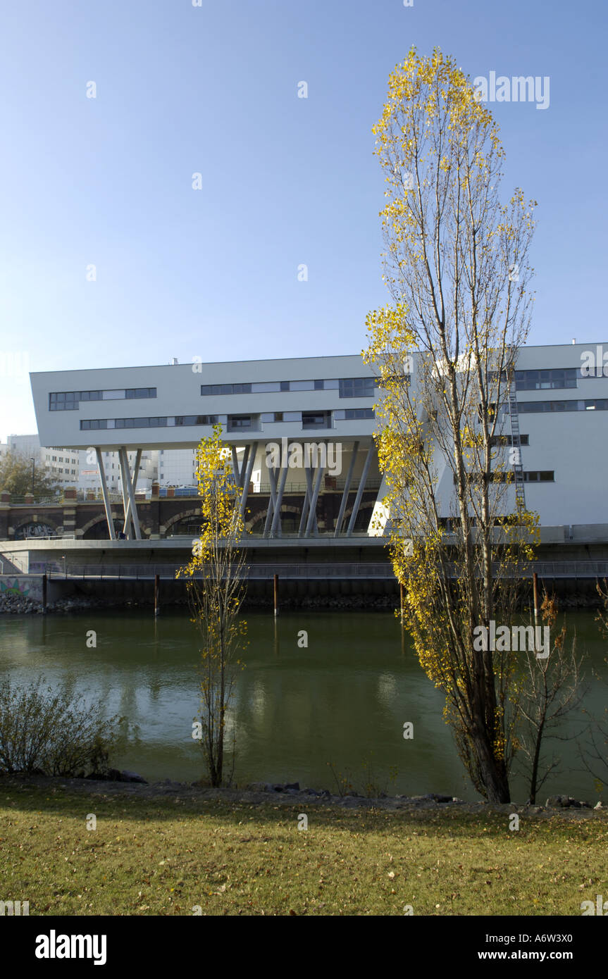 modern building of Zaha Hadid on the Danube channel Stock Photo - Alamy