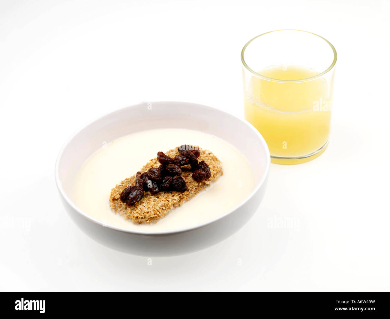 Breakfast Cereal with Raisins and Soya Milk Stock Photo - Alamy