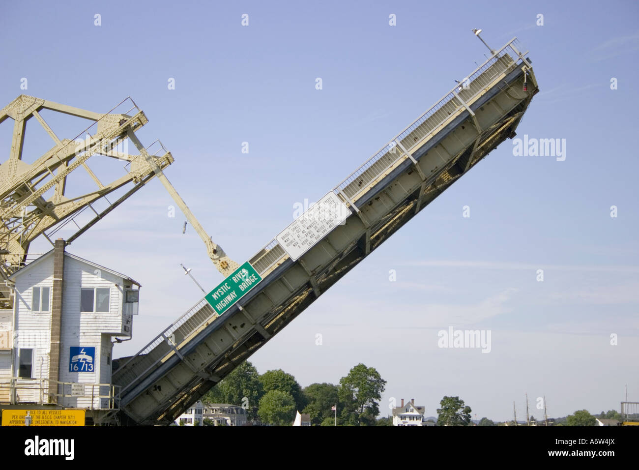 Mystic River draw bridge in up position Stock Photo - Alamy