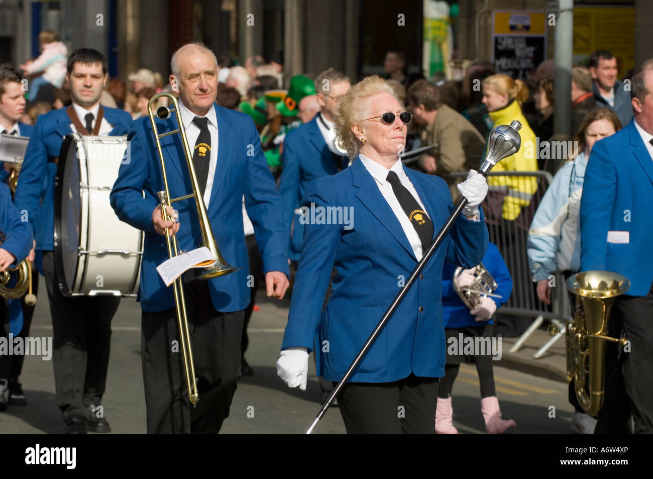 Female Drum Major Leading band St.Patrick's day parade Manchester UK ...