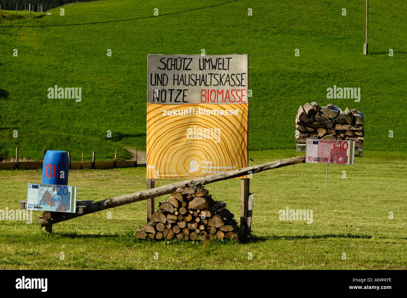 advertising poster for using biomass energy on a field Stock Photo - Alamy