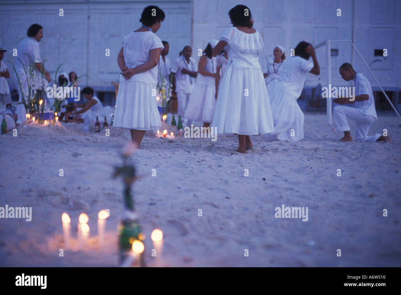 Rio de Janeiro Brazil New Year celebration at Urca beach Afro brazilian ...