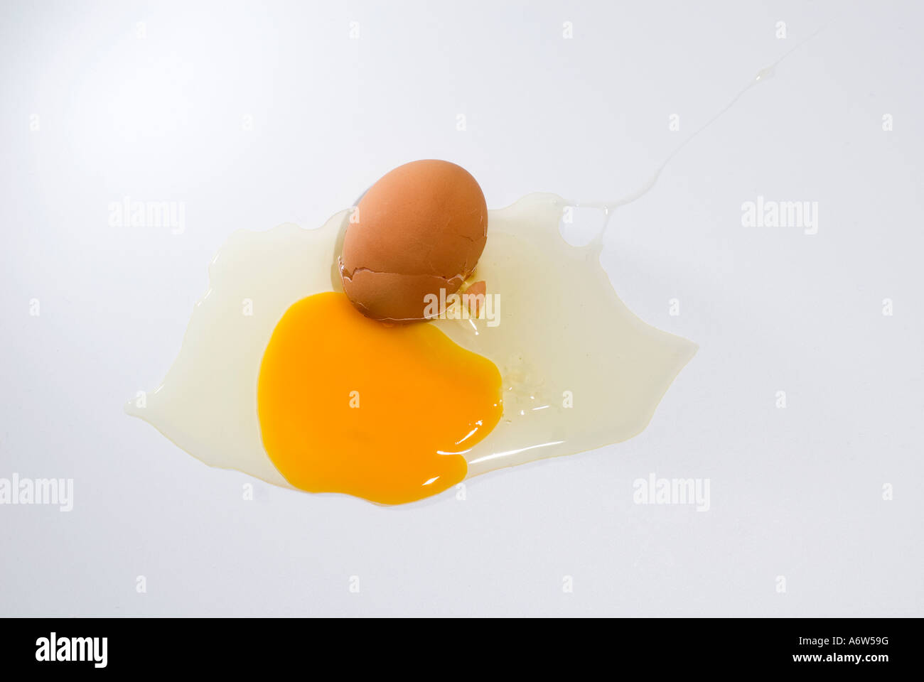 egg smashed on a white background Stock Photo - Alamy