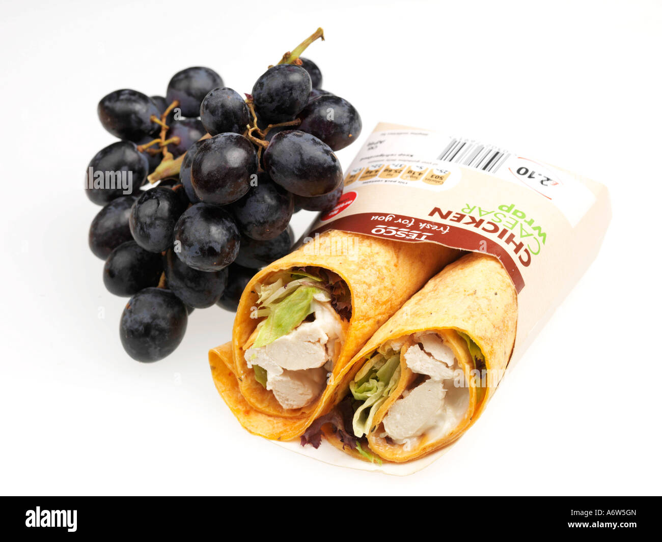 Chicken wrap with grapes tortilla snack lunch healthy hi-res stock ...