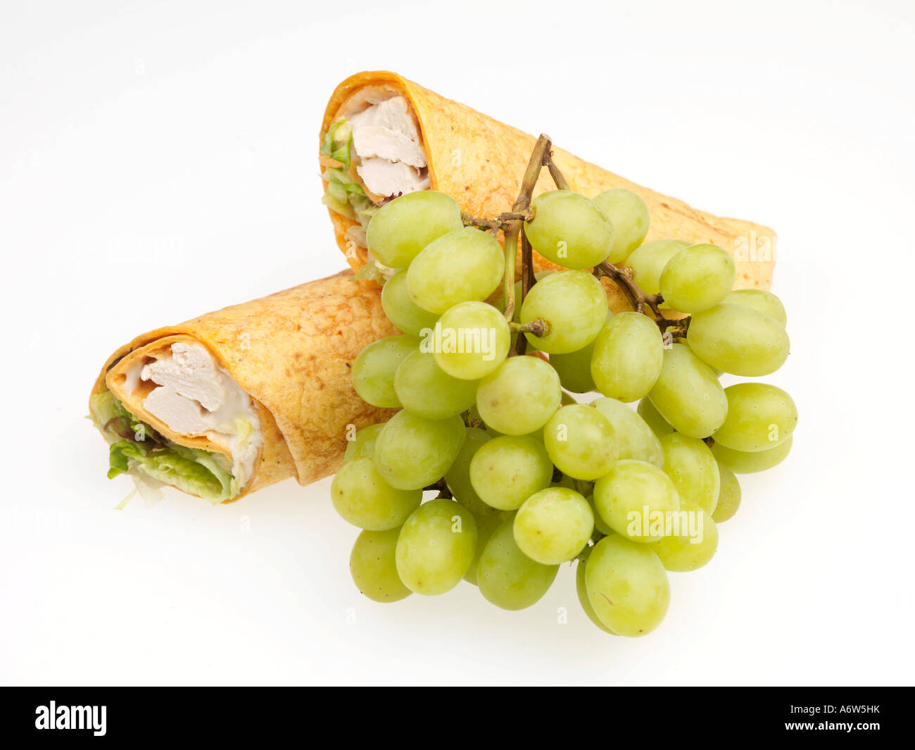 Chicken wrap with grapes tortilla snack lunch fruit hi-res stock ...