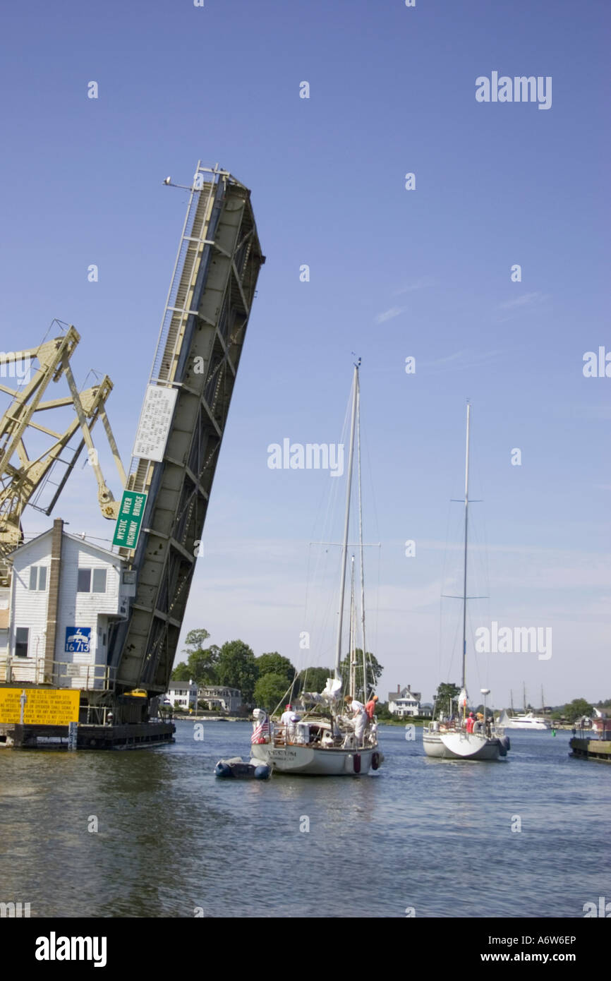 Mystic River draw bridge Stock Photo - Alamy