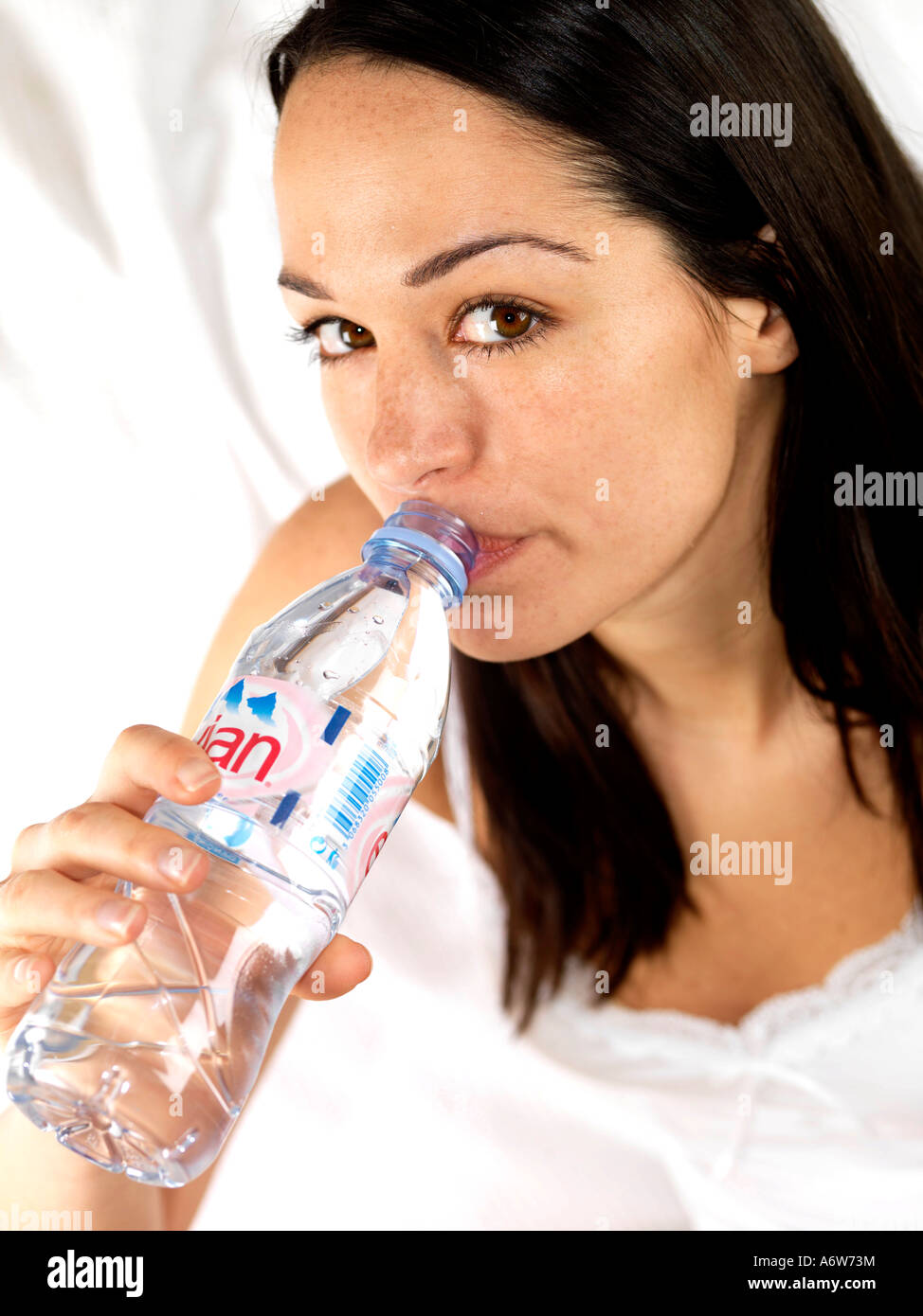 Woman Drinking Bottled Water Model Released Stock Photo - Alamy