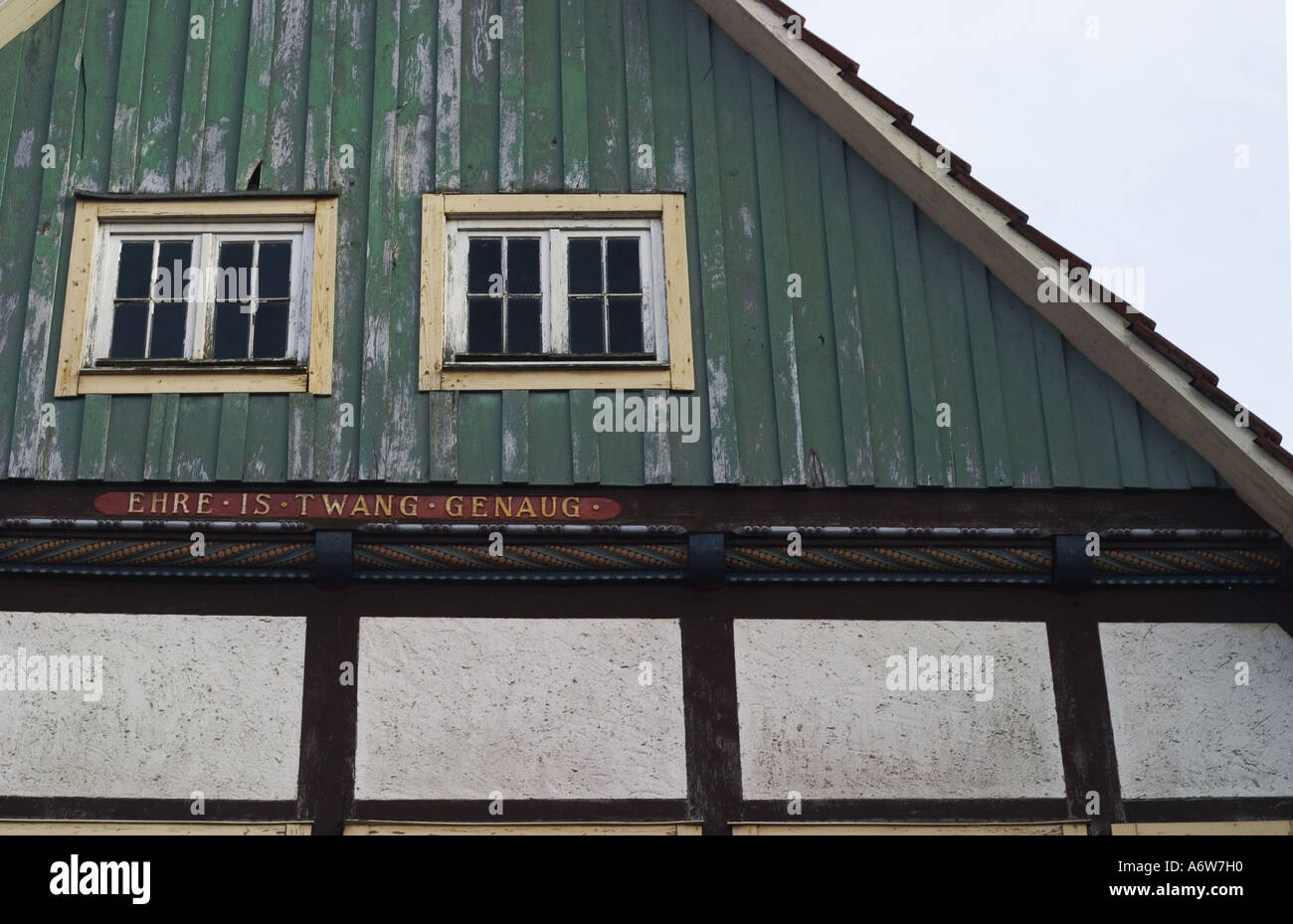 Architectural detail of a traditional German house in Westphalia Stock ...