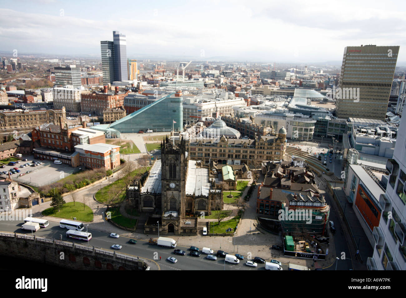 Aerial View of Manchester Cathedral and City Centre with CIS Building ...