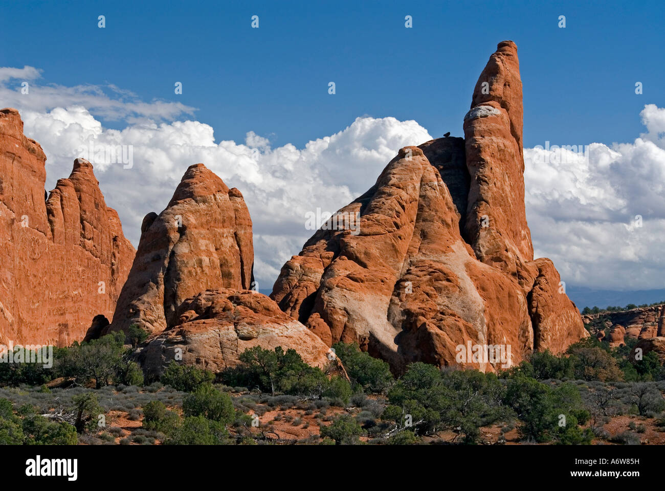 Eroded red rock formation Devils Garden Arches National Park Utah USA ...